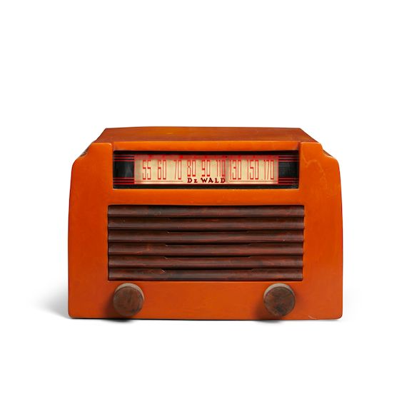 Bonhams : DeWald 502 Step-Top Radio 1938orange catalin with brown ...