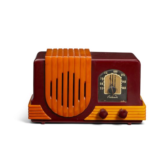 Bonhams : Addison A2 Radio1940 maroon and orange catalinheight 6in ...