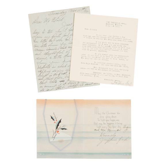 Bonhams : JOSEPHINE EARP CORRESPONDENCE. EARP, JOSEPHINE. 1861-1944 ...