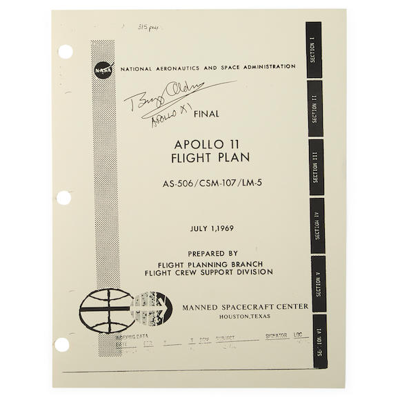 Bonhams Apollo 11 Final Flight Plan Signed By Buzz Aldrin Final