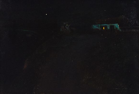 Bonhams : Charles Rollo Peters (1862-1928) Adobe in Moonlight 17 1/2 x ...