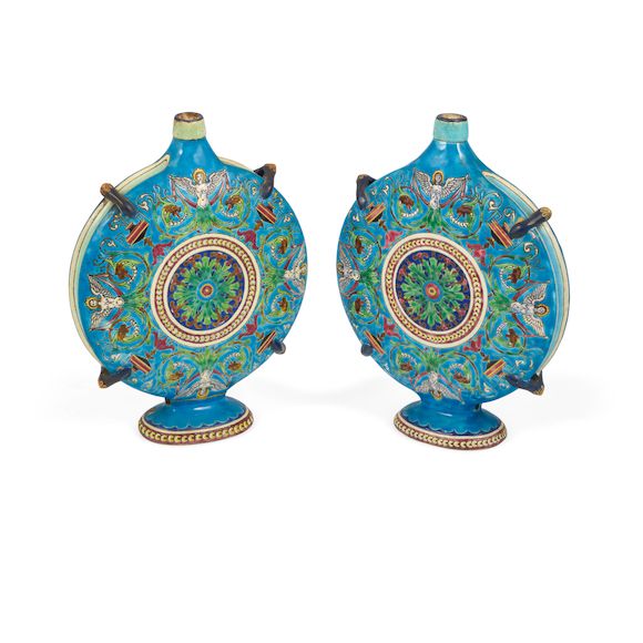 Bonhams : A PAIR OF GLAZED STONEWARE MOON FLASKS Attributed to ...