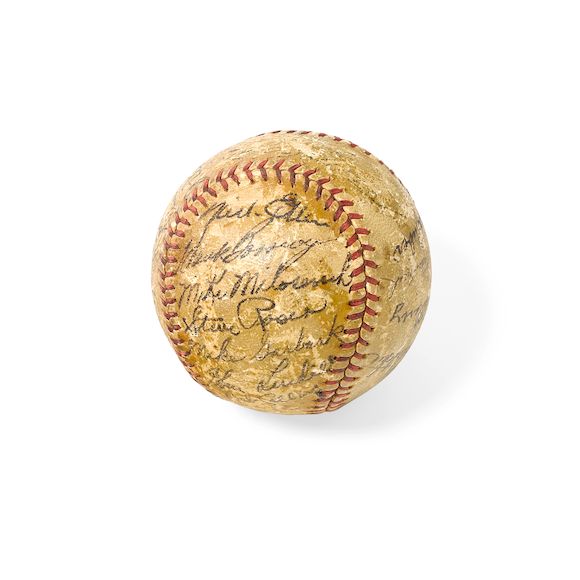 Bonhams : NEW YORK YANKEES 1944 TEAM-SIGNED BASEBALL. American League ...