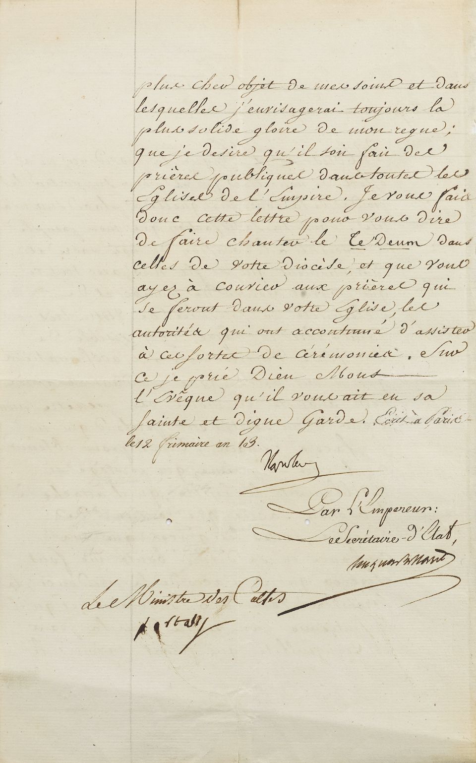 CORONATION OF 1804 NAPOLEON BONAPARTE. Letter signed ("Napoleon ...