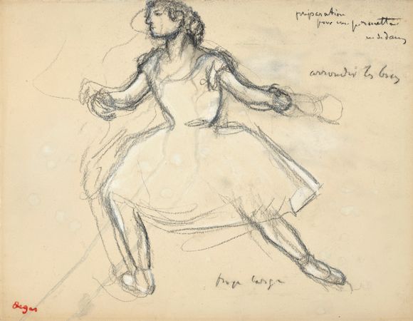Bonhams : EDGAR DEGAS (1834-1917) Préparation pour une pirouette 9 5/8 ...