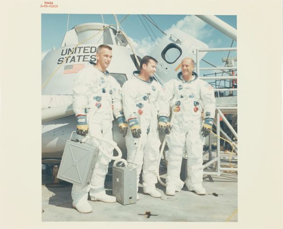 Bonhams : APOLLO 10 CREW WITH COMMAND MODULE Vintage NASA chromogenic color photograph, November ...