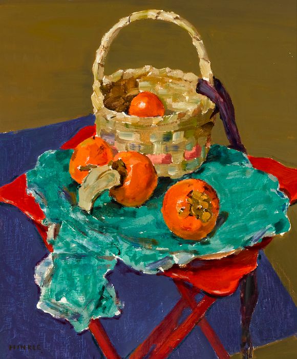 Bonhams : Clarence Hinkle (1880-1960) Persimmons and Basket 24 x 20in ...