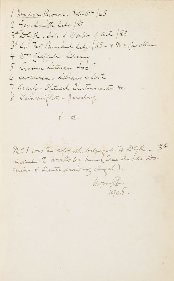 Bonhams : ROSSETTI FAMILY. Bound volume of catalogues, library reports ...