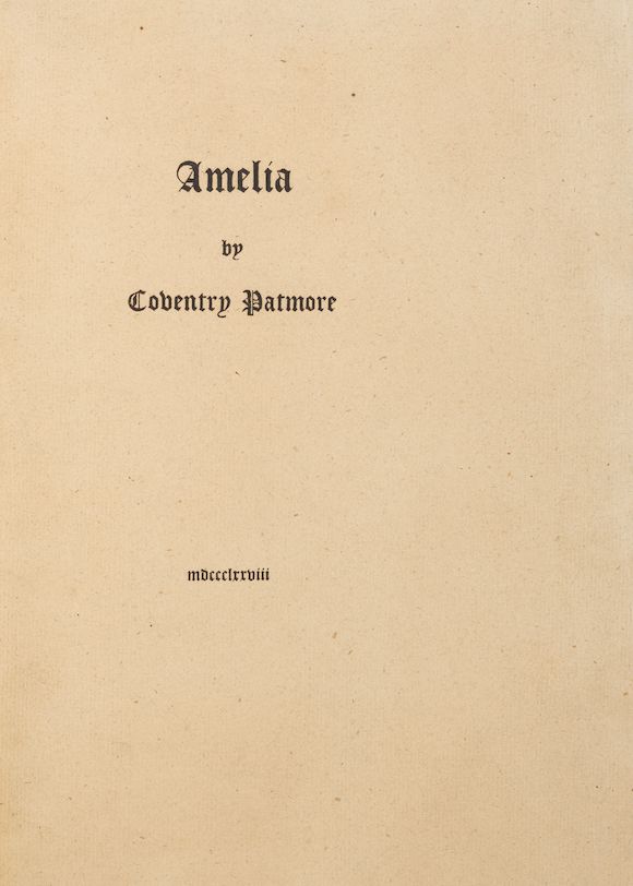 Bonhams : PATMORE, COVENTRY. 1823-1896. Amelia. London: Chiswick Press ...