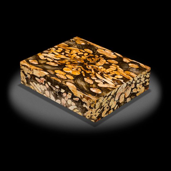 Bonhams : Agatized Peanut Wood Box by Konstantin Libman