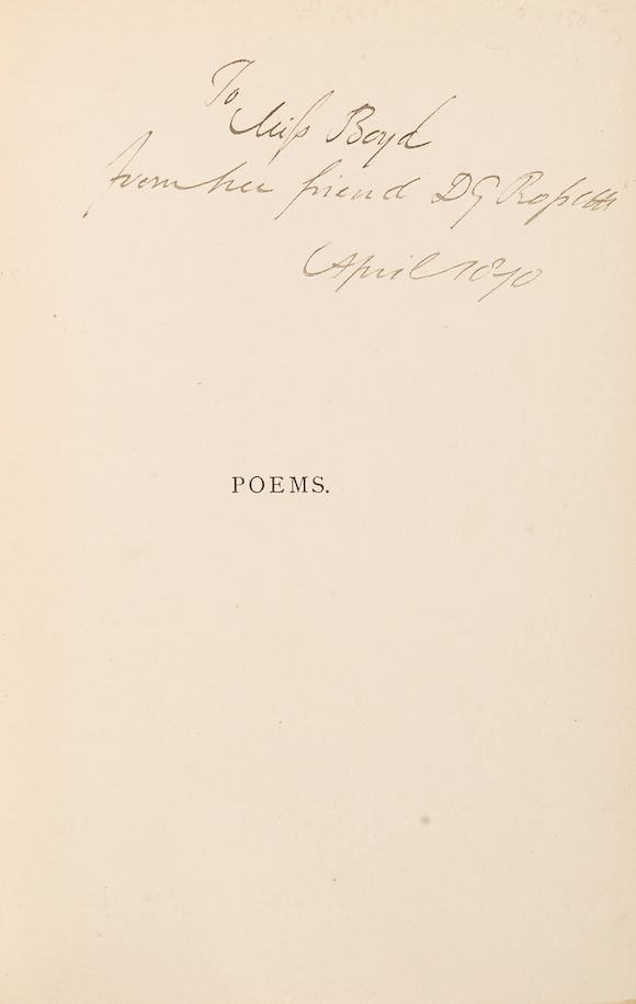 Bonhams : ROSSETTI'S POEMS, PRESENTATION COPY TO ALICE BOYD. ROSSETTI ...