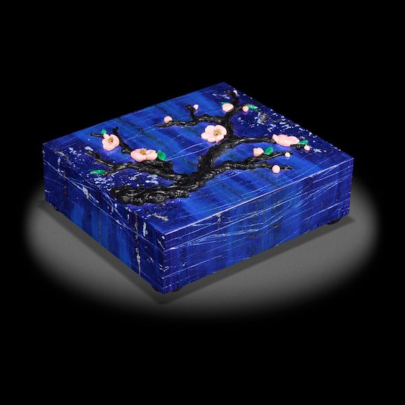 Bonhams : Lapis Lazuli and Multi-gemstone Intarsia Box by Konstantin Libman