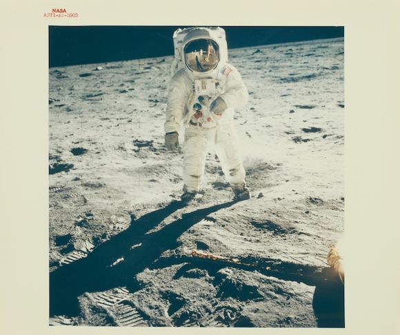 Bonhams : APOLLO 11: NASA "RED NUMBER" PHOTOGRAPH BUZZ ALDRIN AT TRANQUILITY BASE. Vintage NASA ...