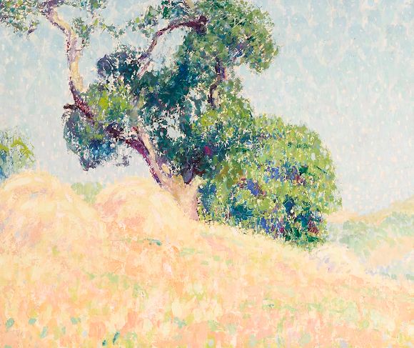 Bonhams : William Clapp (1879-1954) Haystacks and Trees 15 x 18 in ...
