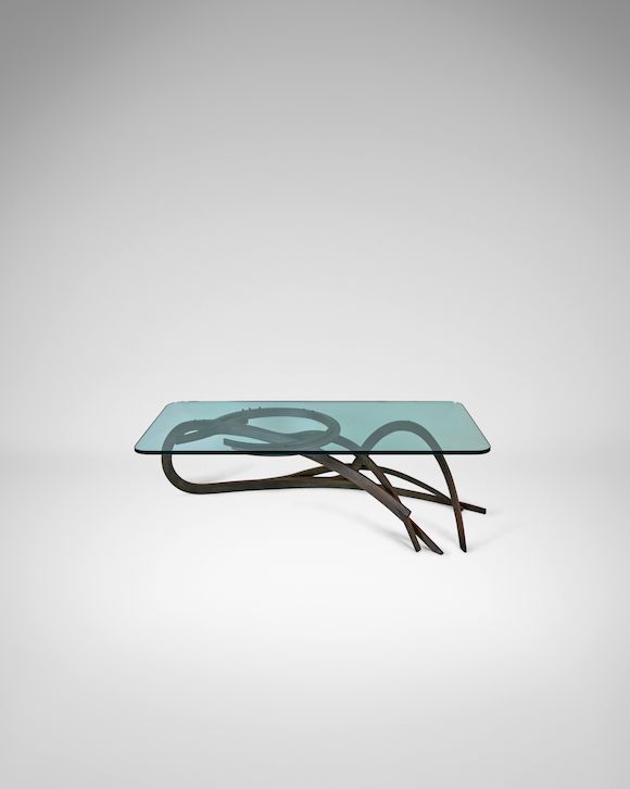 Bonhams : Albert Paley (born 1944) Coffee Table1981iron, glass, stamped ...