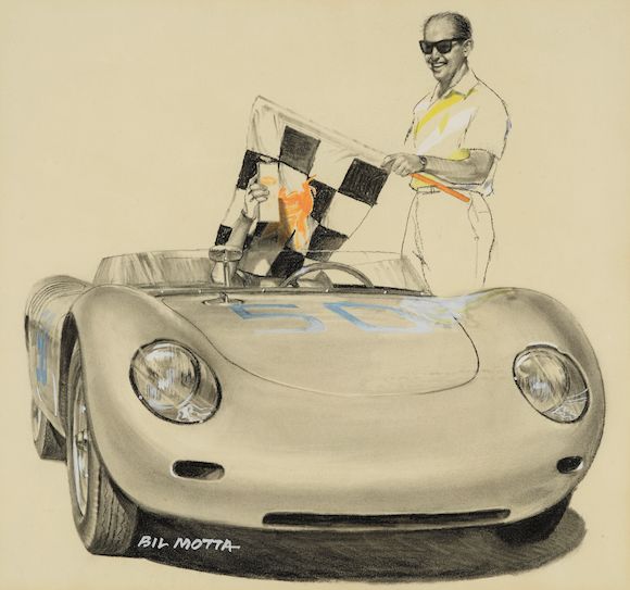 Bonhams Cars : A William A. Motta (1934-2020) Self-Portrait, charcoal ...