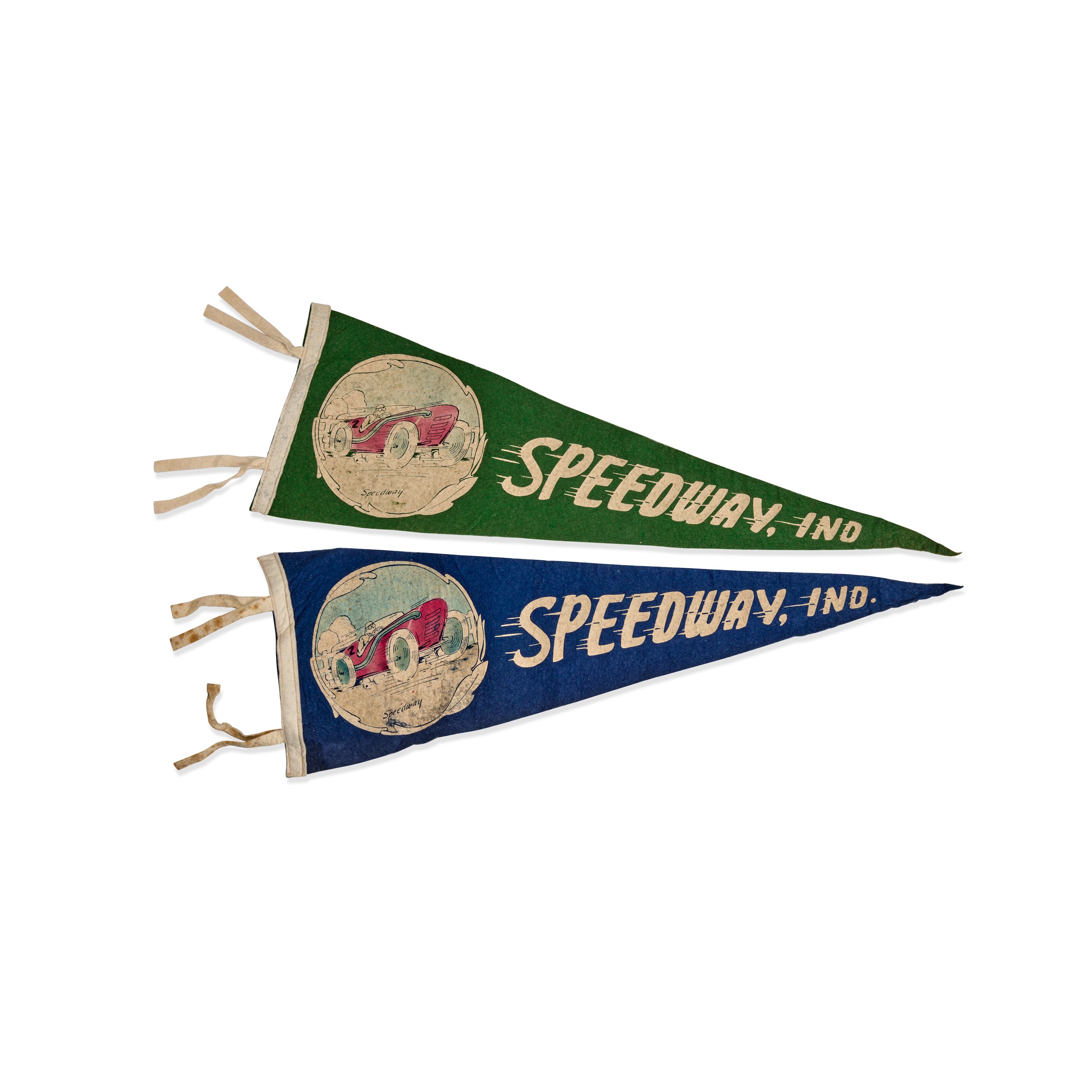 Bonhams Cars : TWO VINTAGE MOTORING PENNANTS FROM THE "SPEEDWAY, IND."