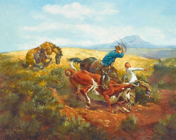 Bonhams : George Phippen (1915-1966) A Near Miss or The Loose Cinch 25 ...