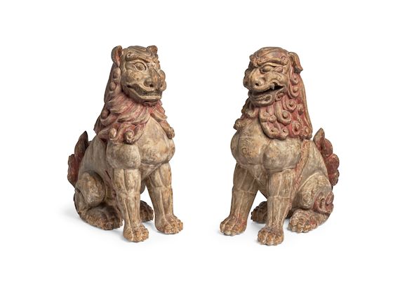 Bonhams : A PAIR OF SHISHI (CHINESE MYTHICAL LIONS) Kamakura period ...