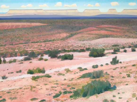 Bonhams : Gary Ernest Smith (born 1942) Desert Wash, Distant Mesas 36 x ...