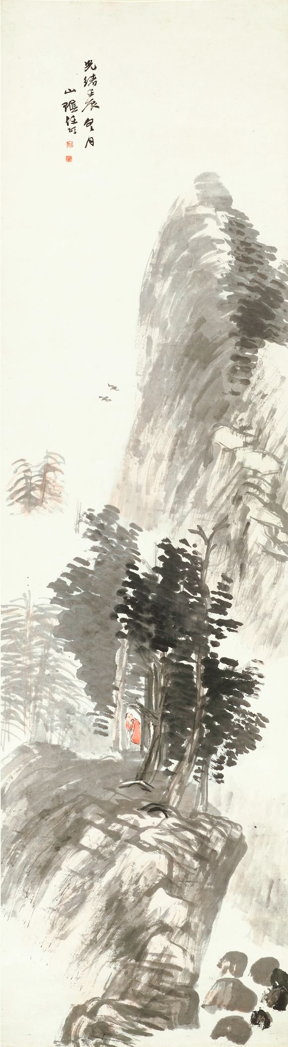 Bonhams : Ren Yi (1840-1896) Landscape, 1892