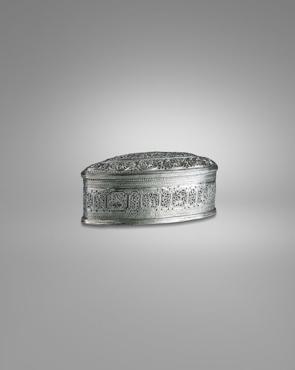Bonhams : A SILVER TREASURE BOX BURMA (MYANMAR), SHAN STATE, DATED 1860