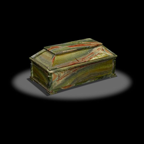 Bonhams : Large Jasper Intarsia Box
