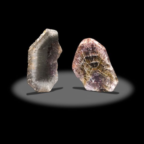 Bonhams : Two Super Seven Quartz Slabs with Inclusions