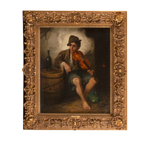 Bonhams : J. L. Ronay (Hungarian, 19th century) The violinist 31 x 24 3 ...