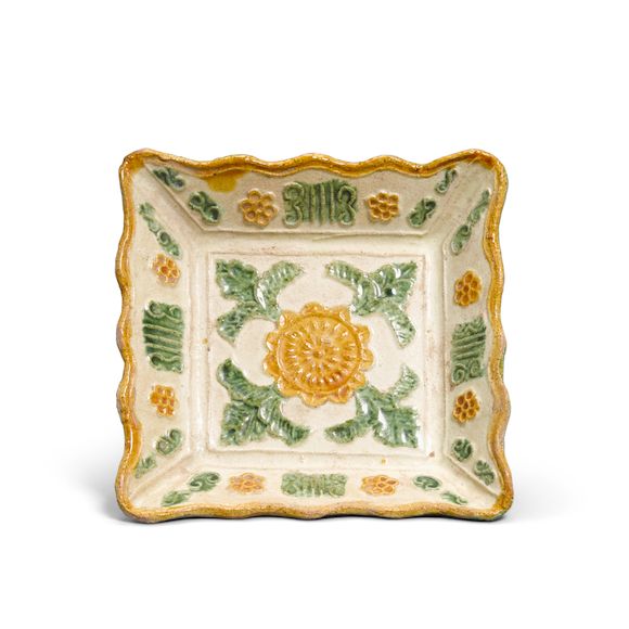 Bonhams : A SANCAI-GLAZED POTTERY DISH Liao dynasty