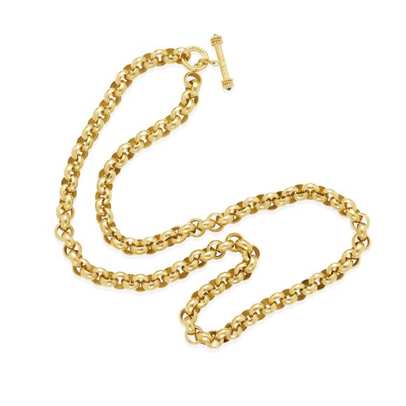 Bonhams : ELIZABETH LOCKE AN 18K GOLD AND SAPPHIRE CHAIN NECKLACE