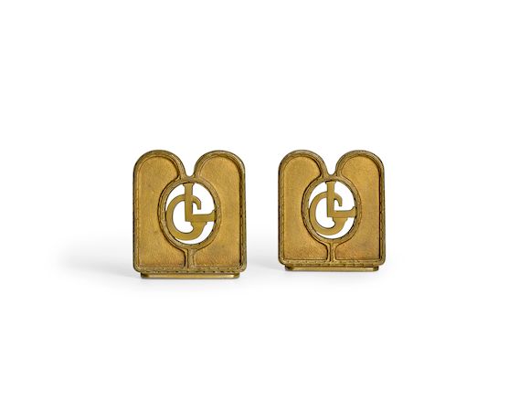 Bonhams : A pair of Lillian Gish monogrammed bookends