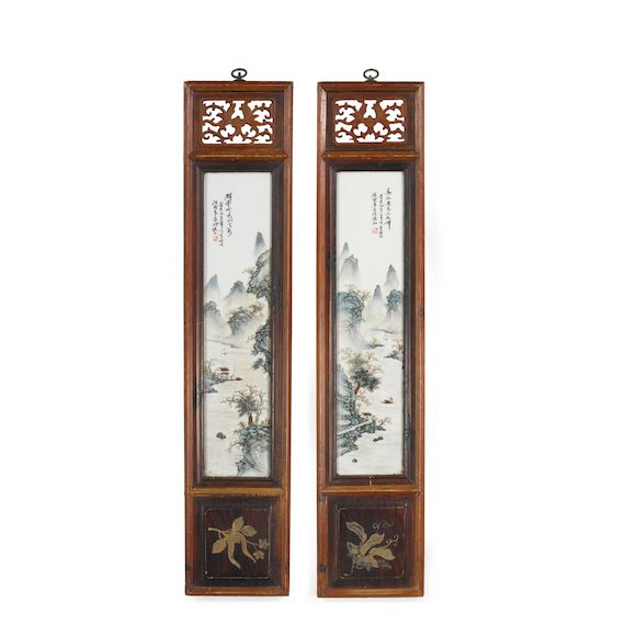 Bonhams : A PAIR OF ENAMELED PORCELAIN PANELS 20th century (2)