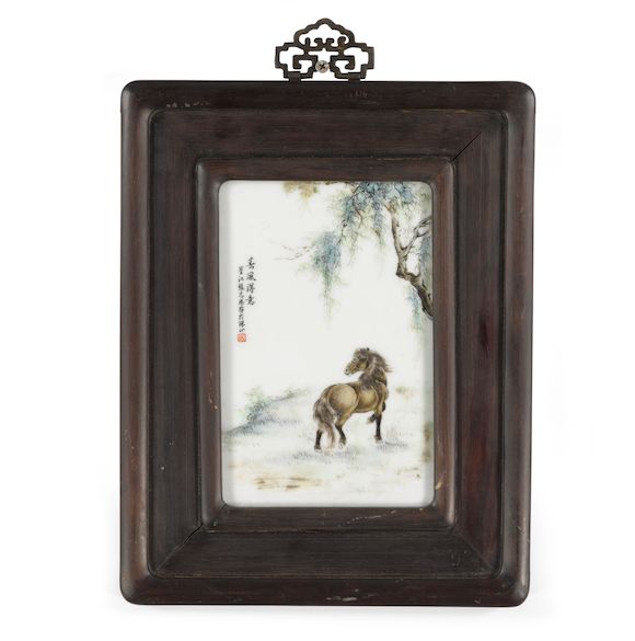 Bonhams : A SET OF FOUR ENAMELED PORCELAIN PANELS 20th century (4)