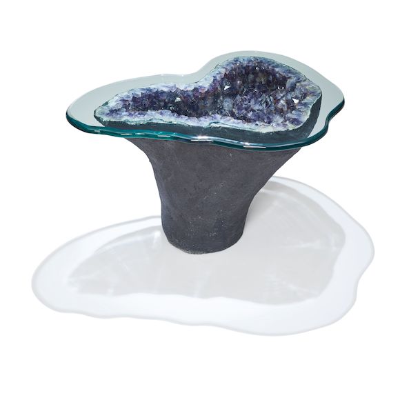 Bonhams : AN AMETHYST GEODE GLASS TOPPED COFFEE TABLE