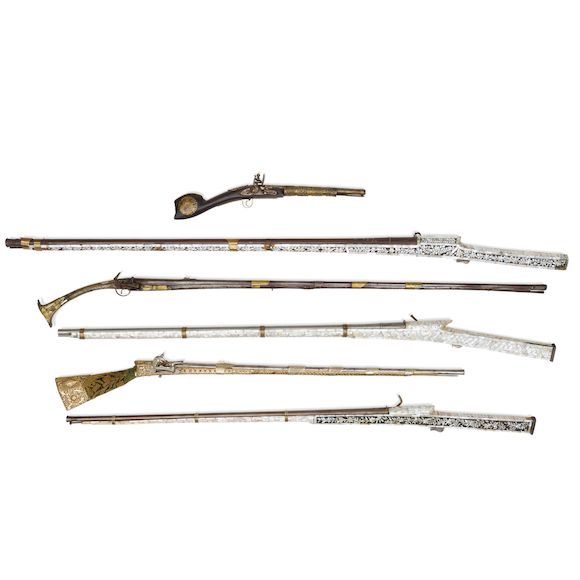 Bonhams : A GROUP OF SIX INDIAN AND MIDDLE EASTERN RIFLES19th century
