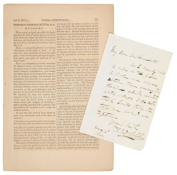 Bonhams : MUTTER, THOMAS DENT 1811-1859. Archive of items