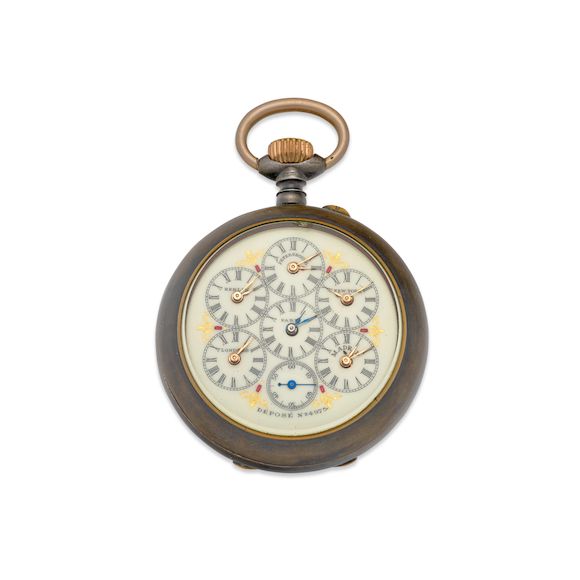 Bonhams : NORMAL WATCH CO., AN OPENFACE GUNMETAL WORLD TIME WATCHCirca 1900