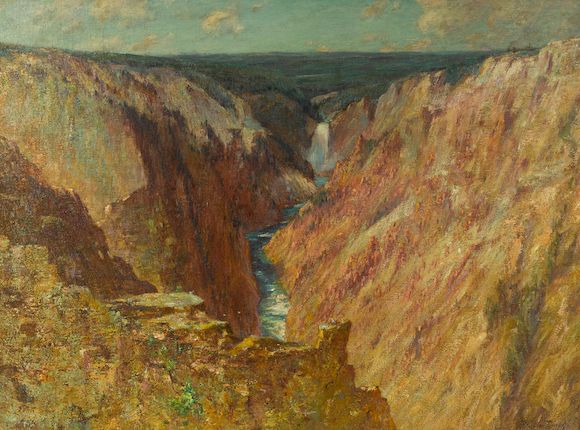Bonhams : Walter A. Clark (1848-1917) Yellowstone Falls 30 x 40 in ...