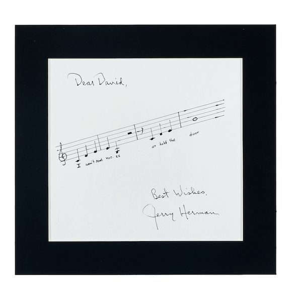 Bonhams : HERMAN, JERRY. 1931-2019. Herman, Jerry. 1931-2019. Autograph ...