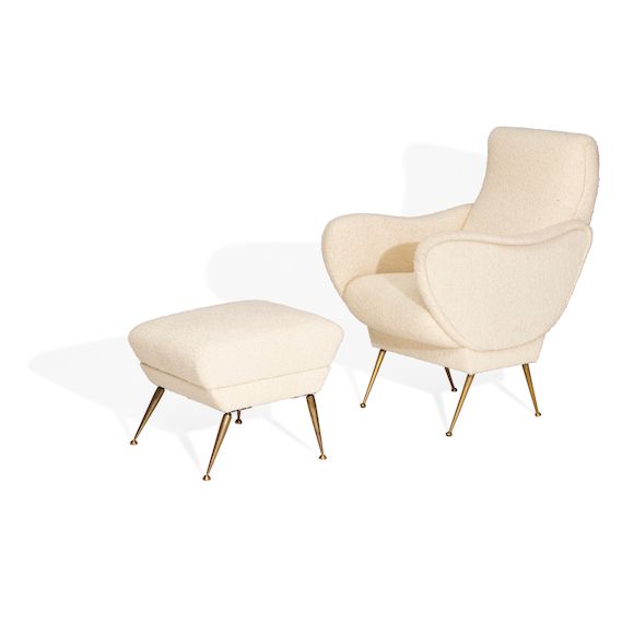 Bonhams : ITALIAN MODERN Lounge Chair and Ottoman1950spolished brass ...