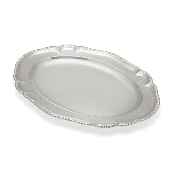 Bonhams : A GEORGE II SILVER GADROON EDGE OVAL SERVING TRAY by Daniel ...