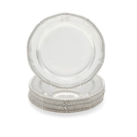 Bonhams : TWELVE GEORGE III SILVER GADROON EDGE PLATES by William ...