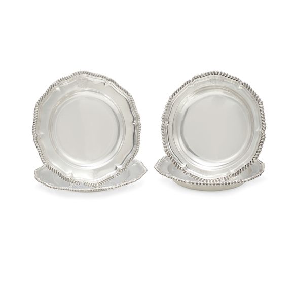 Bonhams : TWO GEORGE IV SILVER GADROON EDGE BOWLS AND TWO REGENCY ...