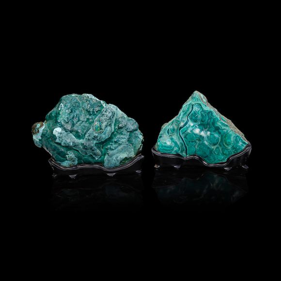 Bonhams : Two Malachites with Botryoidal Growth Habit