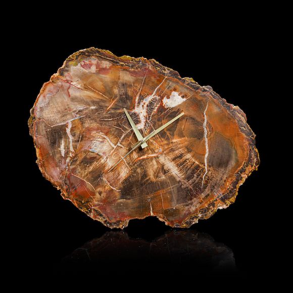 Bonhams : Petrified Wood Slab Clock