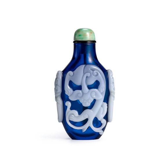 Bonhams : A SUPERB OPAQUE WHITE OVERLAY TRANSPARENT DEEP-BLUE GLASS ...