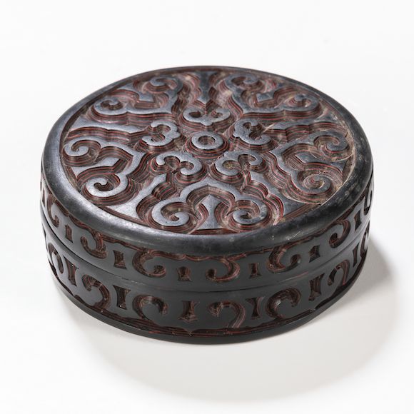Bonhams Skinner : Carved "Tixi" Lacquer Box and Cover