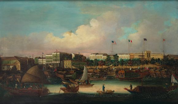 Bonhams : VIEW OF THE FOREIGN FACTORY SITES Canton School, early 19th ...