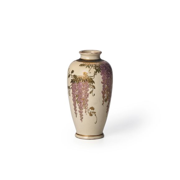 Bonhams : A SMALL SATSUMA WARE VASE AND A PAIR OF MINIATURE SATSUMA WARE VASES The former by ...